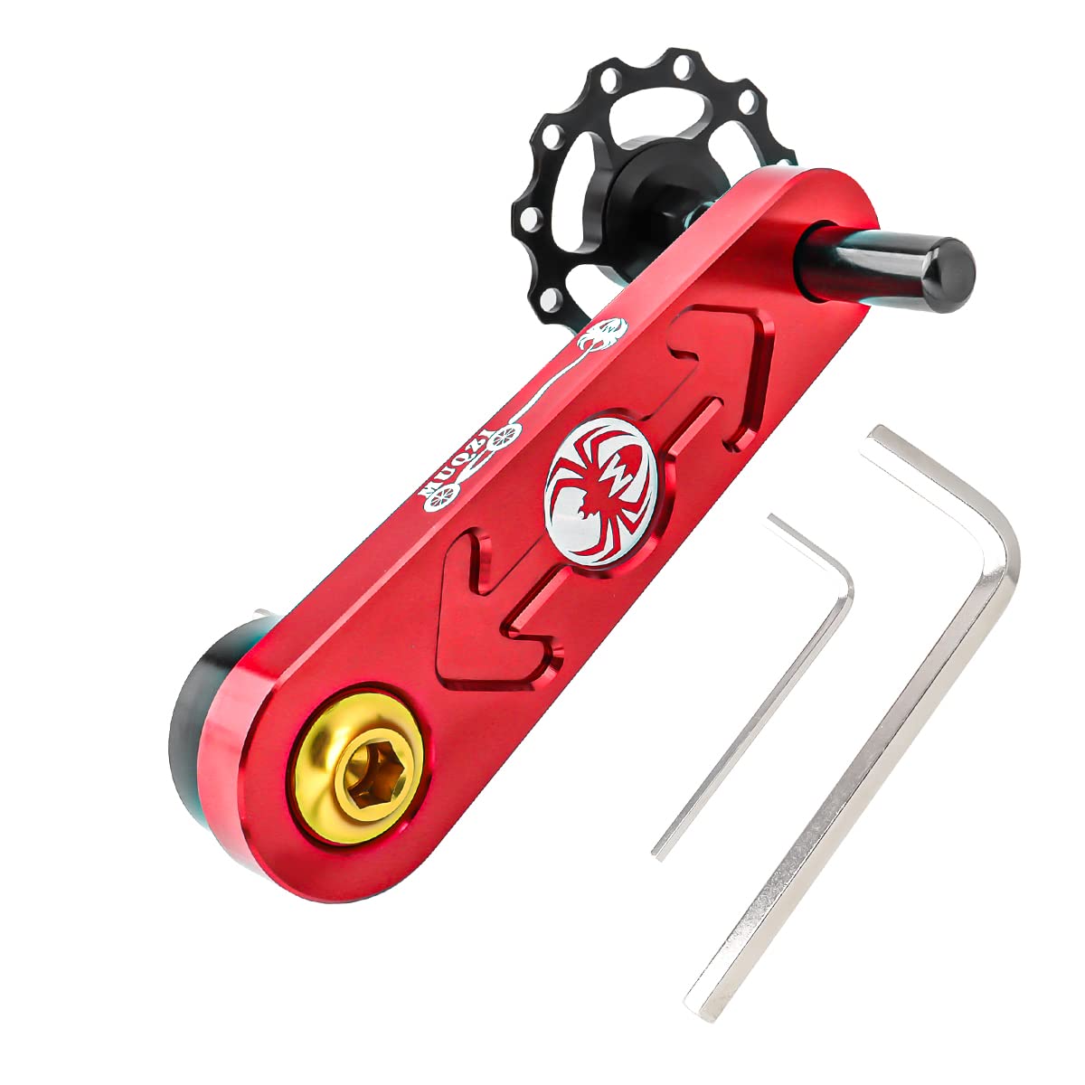 MUQZI Bike Single Speed Chain Tensioner Aluminum Alloy Adjustable Chain Guide for MTB Road Bicycle Cycling, Red
