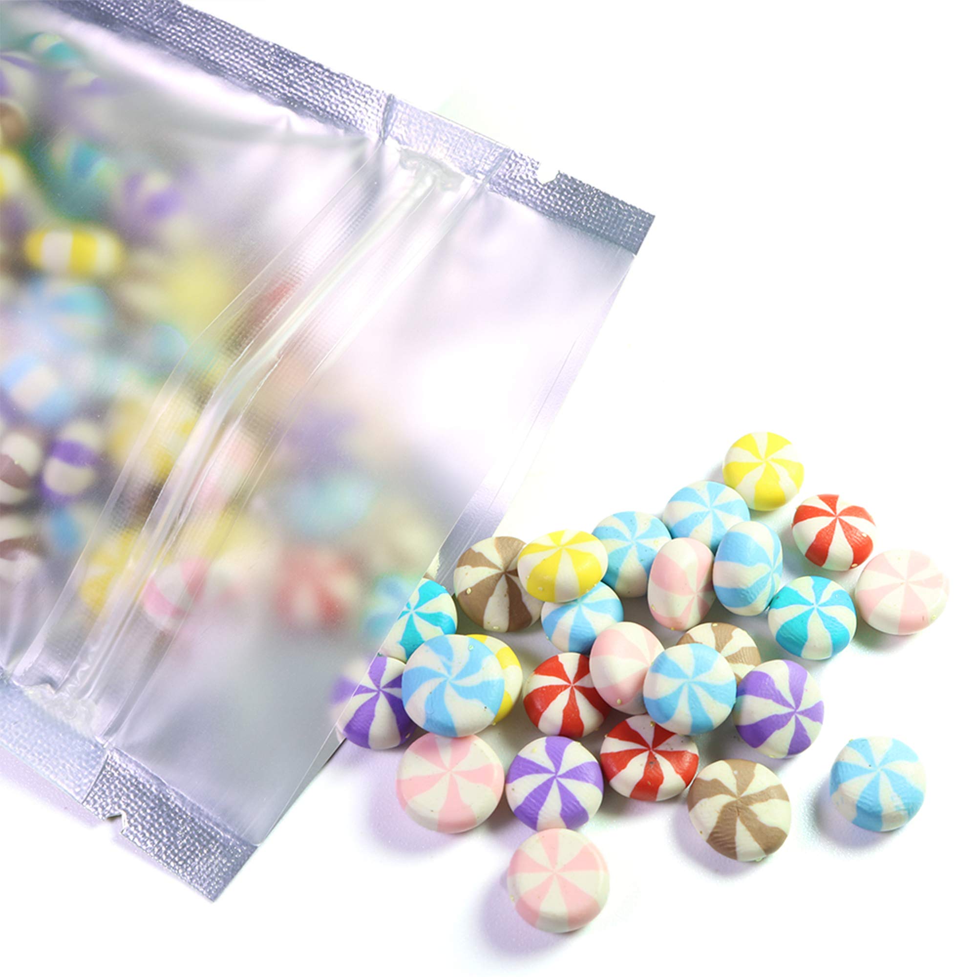 QQ Studio Pack of 100 Translucent/Silver/Color Stand-Up Resealable Zipper Pouch (3.3" x 5.1", Matte Blue)