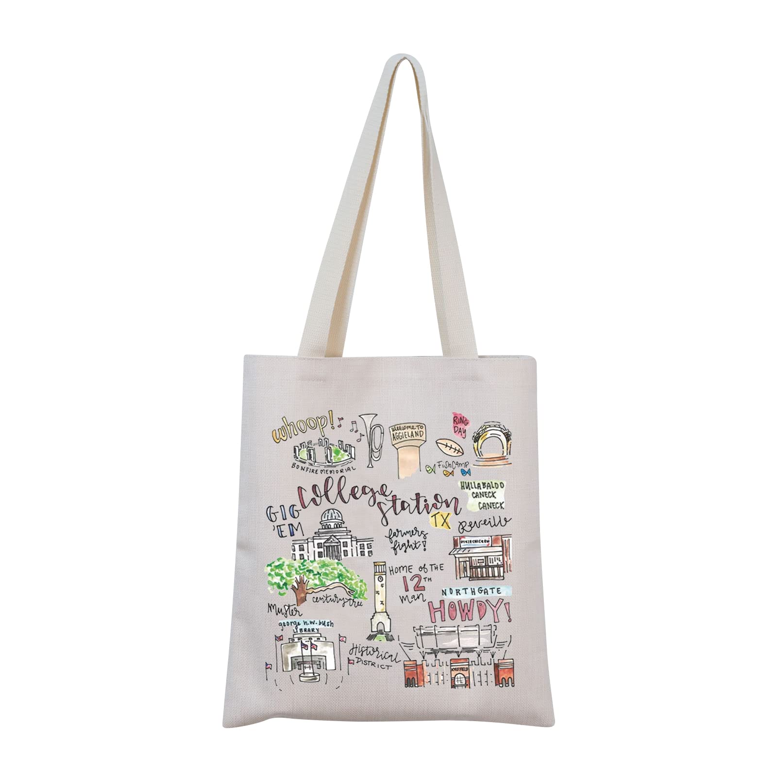 MNIGIU College Station Texas Tote Bag TX A&M Grad Gift Graduation Gift for Aggie (College TX Tote)