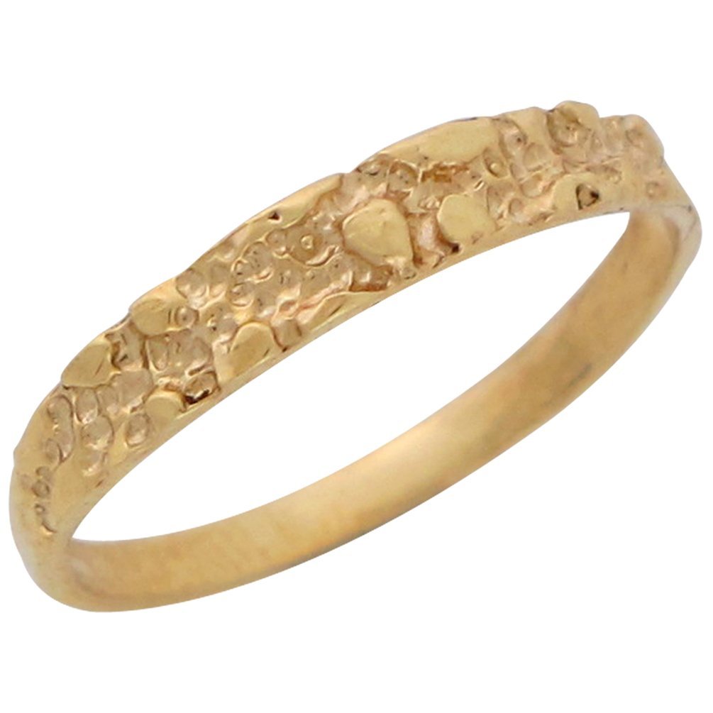 Jewelry Liquidation 14k Yellow Gold Ladies Dainty Thin Band Gold Nugget Design Ring
