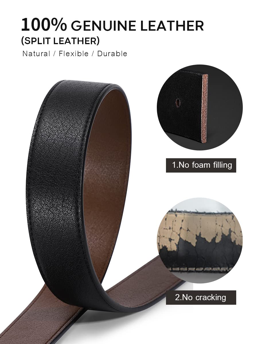 OUKUPA Men Belts Black Belts,Genuine Leather Belts For Mens Prong Buckle Belt Jeans Dress Business Belts With Gift Box…