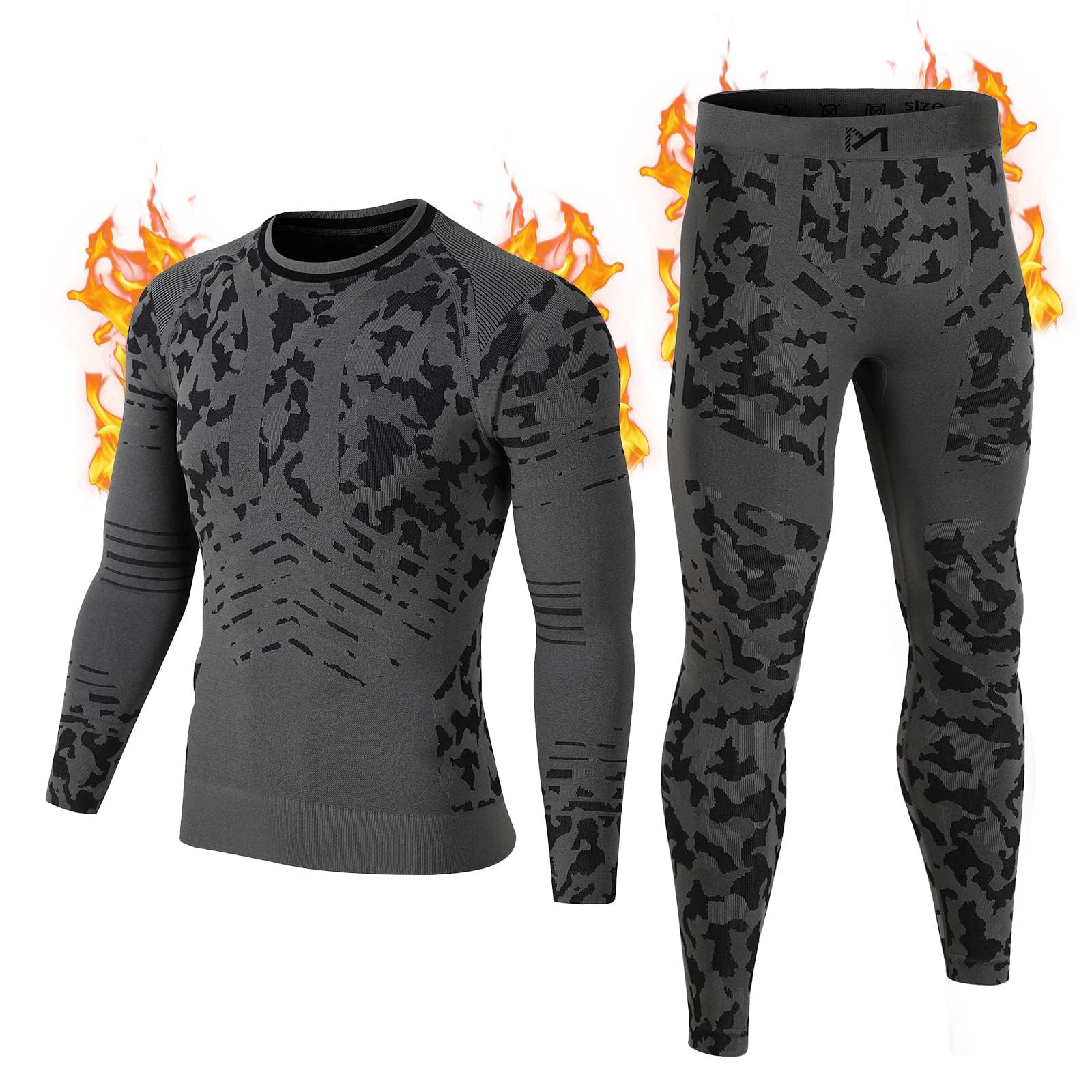 MeetHoo Thermal Underwear for Men, Fleece Lined Base Layer Set Long Johns for Running Skiing