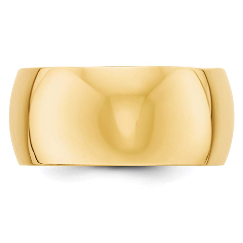 Jewelry Pilot 14K Yellow Gold 10mm High Polish Finish Half Round Domed Wedding Band - Size 6