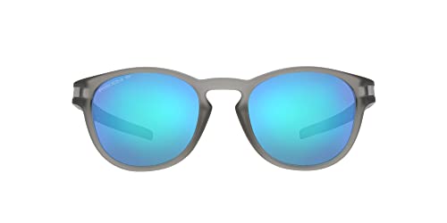 Oakley Men's Oo9349 Latch Low Bridge Fit Round Sunglasses, Matte Grey Ink/Prizm Sapphire Polarized, 53 mm