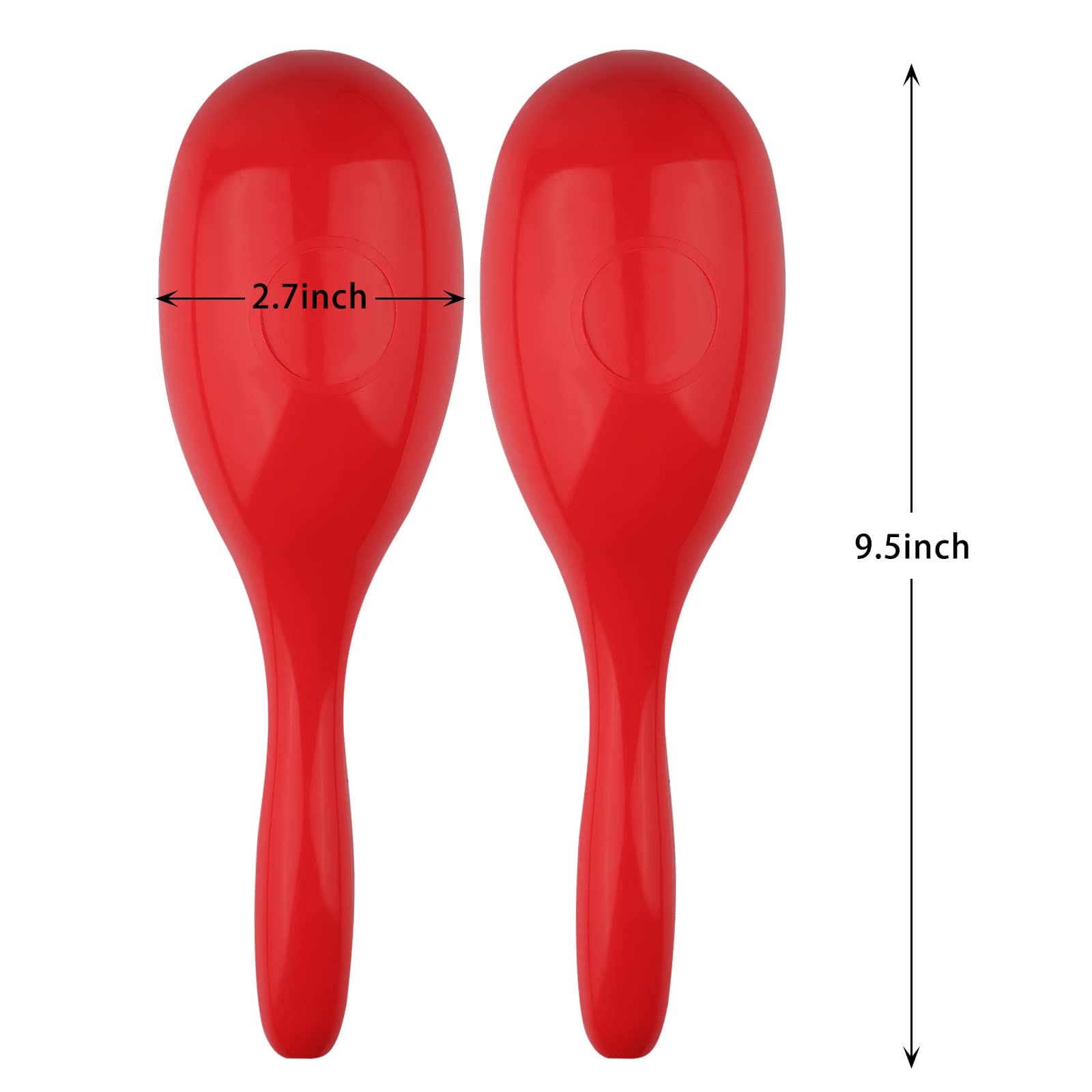 MUSCELL Maracas Loudly Noise Makers Percussion Musical Instruments,Durable ABS Plastics Large Maracas 9.5 inch for Cow Bell / Patry / Sporting Events - Red