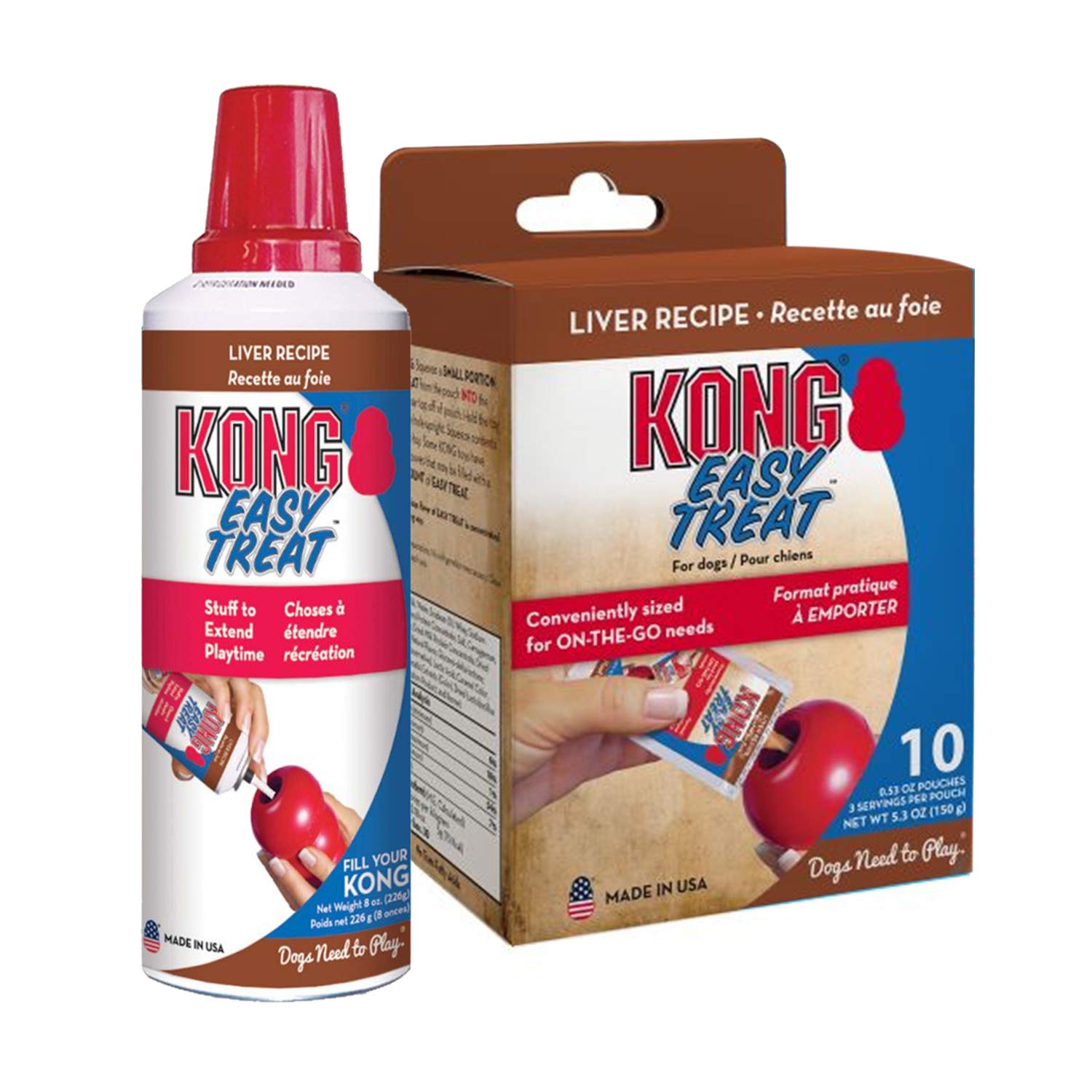 KONG - Easy Treat Combo Pack - Full Size and Travel Size Treat Paste - Liver Flavor