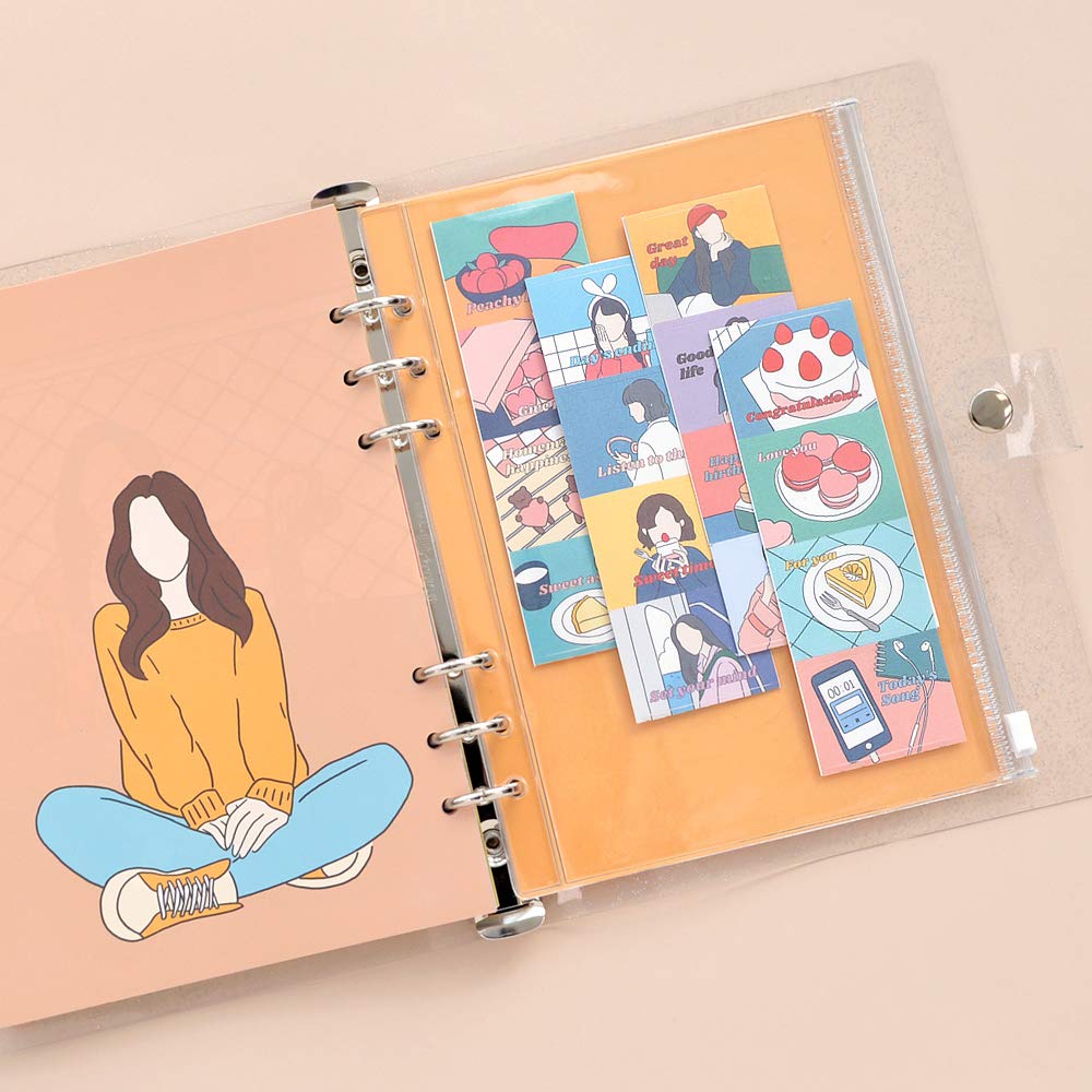 Monolike A5 FALL IN NEWTRO Ver.2 Diary Set, Be full of happiness - Academic Planner Weekly & Monthly Planner with PVC Cover, Zipper bag, Sticker