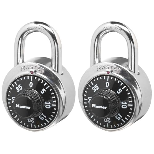 Master Lock Locker Lock Combination Padlock, 2 Pack, Black, 1500T