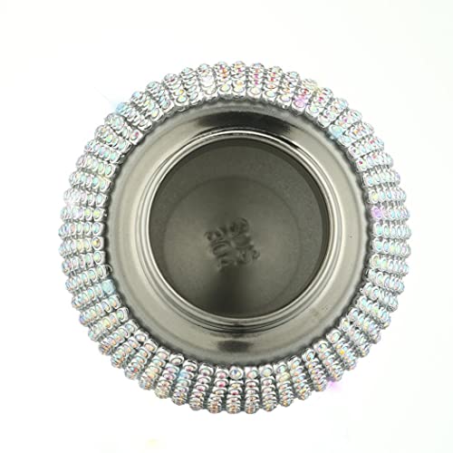 XUDREZ Diamond Thermos Bottle for Womens, Diamond Water Bottle Bling Rhinestone Stainless Steel Vacuum Flask Sparkling Refillable Insulated Thermal Bottle with Pearl Bracelet and Chain (Silver)