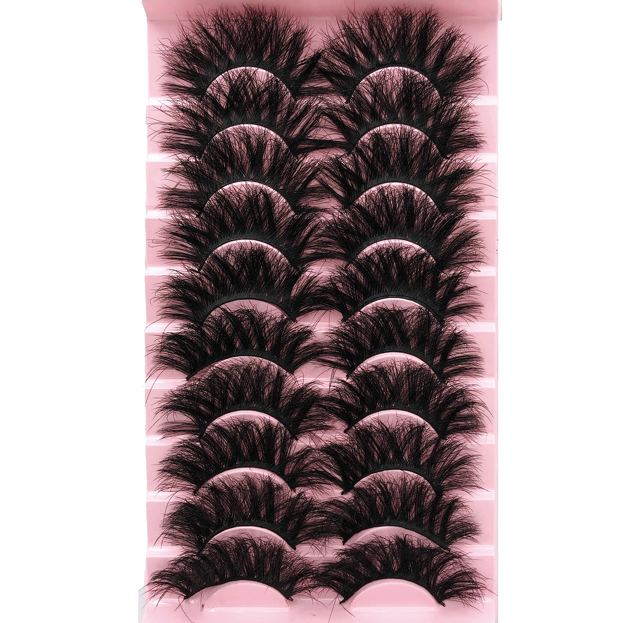 Mink Lashes Fluffy Faux Mink Eyelashes 10 Pairs Pack False Eyelashes 20MM Curly Fake Eyelashes by BEFACL