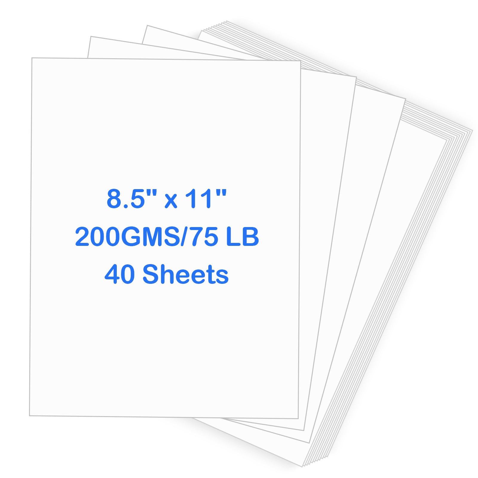 White Cardstock,40 Sheets Heavy Cardstock, 8.5" x 11" Thick Printable Cardstock, 75 lb /200gsm Cardstock Paper for Invitations, Business Cards, Postcards, Crafts, Art, Wedding, DIY Cards