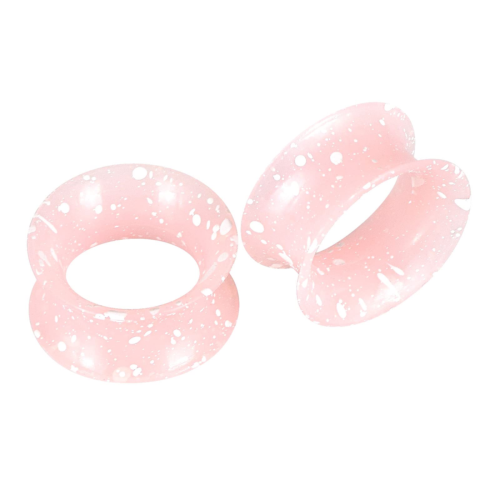 Oyaface 8 PCS Extra Soft Silicone Tunnels with White Spots Piercing Jewerly Gauges Earrings Black White Pink 20mm