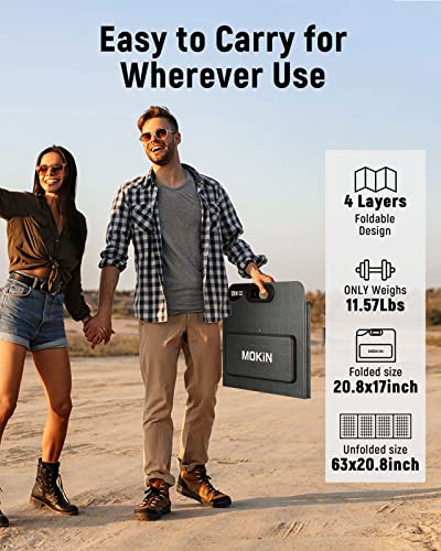 MOKiN Portable Solar Panel, 120W/20V Foldable Solar Panel with PD 65W USB-C/USB-A/DC Outputs for Power Station/Battery Pack, High 23% Efficiency, IP68 Waterproof&Dustproof Design for Camping RV Travel
