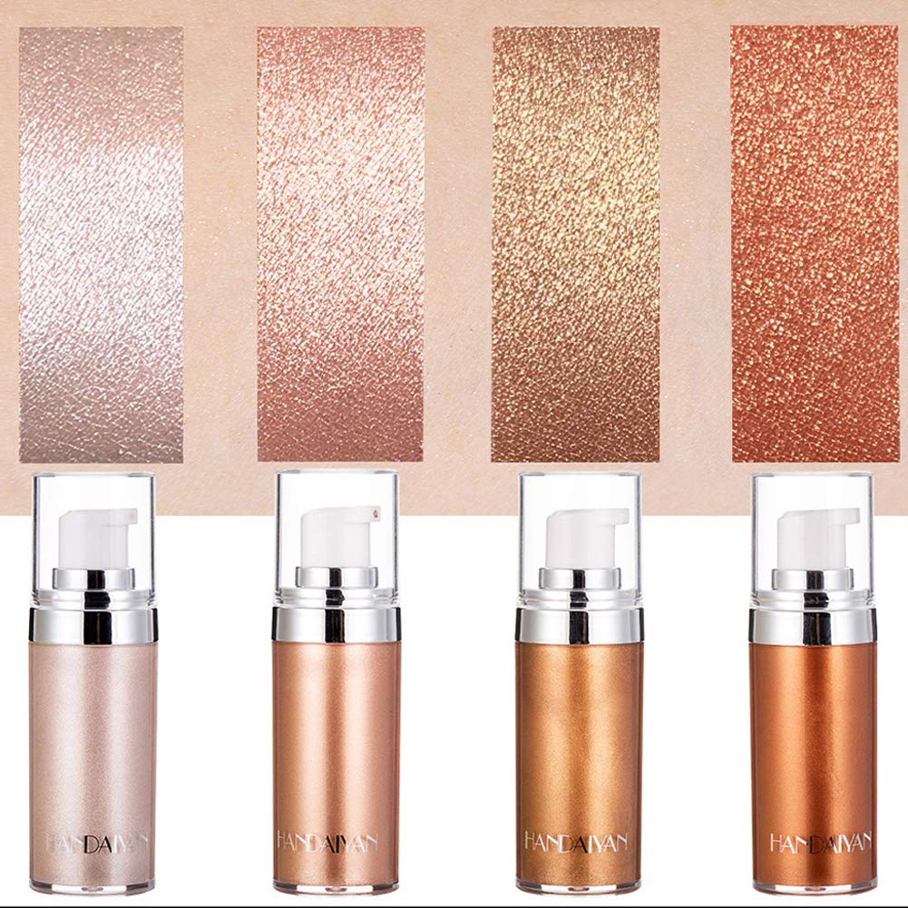MEICOLY Face Body Luminizer,Liquid Illuminator Body Shimmer Oil,Moisturizing Bronzer Highlighter Smooth Shine Highlight Glow Makeup,Waterproof Body Shimmering Glitter,03 Bronze Gold