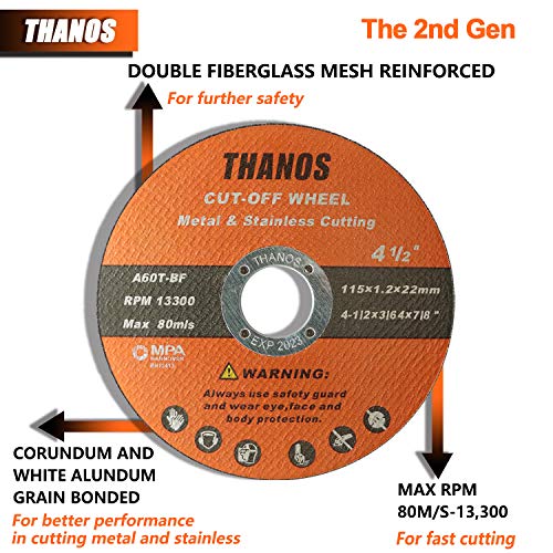 THANOS Cut Off Wheel,50 Pack 4-1/2"x 3/64 x 7/8" Metal and Stainless Steel Cutting Wheel for Angle Grinder,Ultra Thin Cutting Disc(4.5"x.040"x7/8" )
