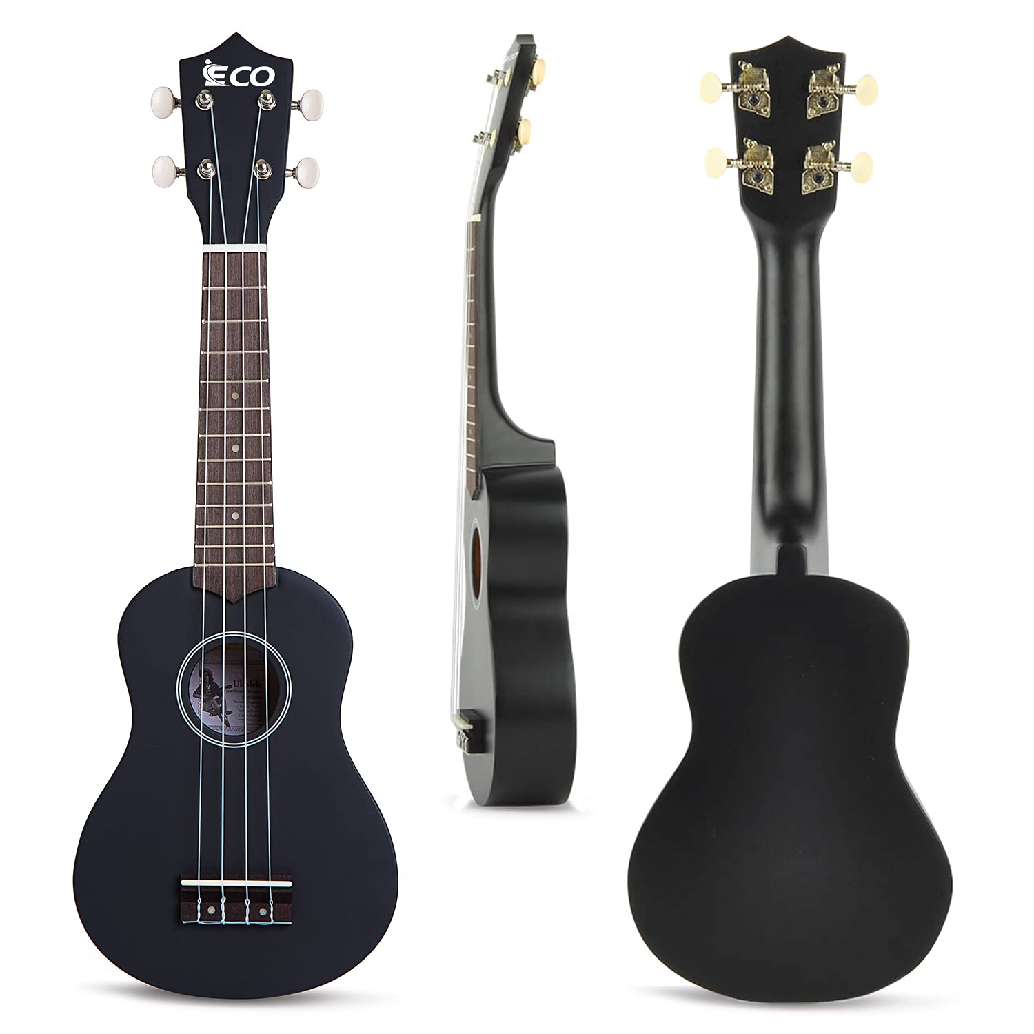 iECO Soprano Ukulele Beginner Kit for Kids Adults 21 Inch Ukelele w/Case Strap Tuner Strings Picks (Pink)