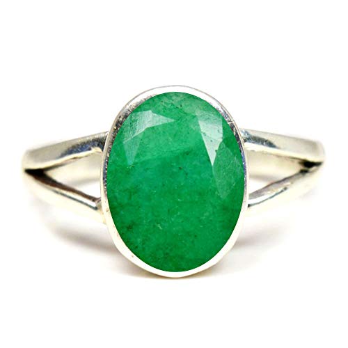 Jewelryonclick 4 Carat Natural Emerald Silver Cut Rings for Women's May Birthstone Jewelry in Size 4-13