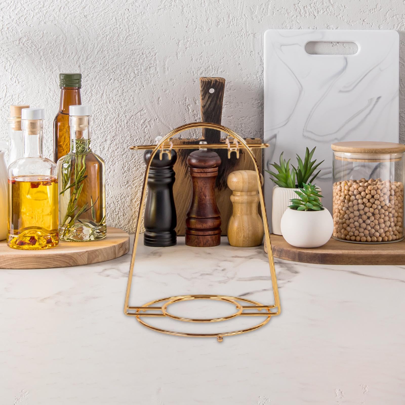 Sleek Coffee Cup Holder for Kitchen Organization, Hold 2 Mugs Gold