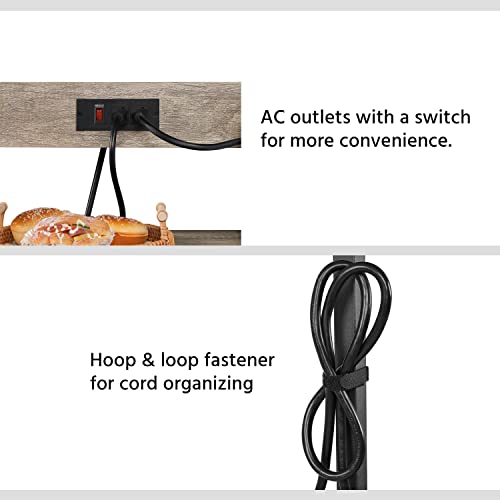 Yaheetech 5-Tier Bakers Rack with Power Outlet, Microwave Stand Utility Storage Shelf with Metal Frame, Industrial Kitchen Rack Coffee Bar with Adjustable Feet, 35.5 x 16 x 64.5, Gray