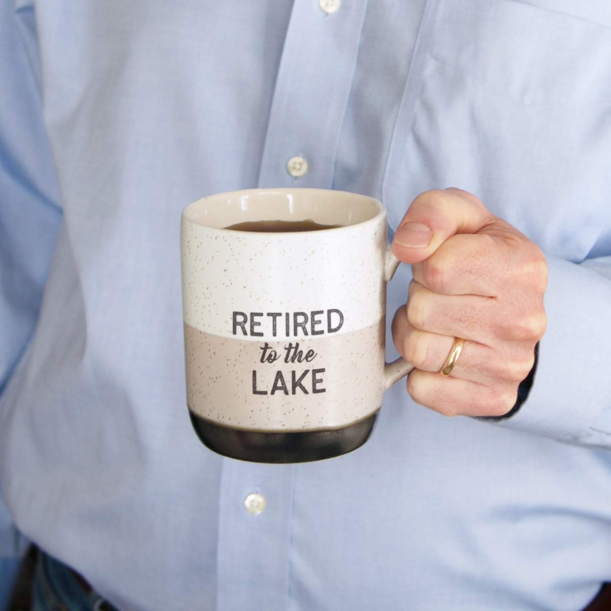 Pavilion - Retired To The Lake - Large 15 Oz Stoneware Coffee Cup Mug