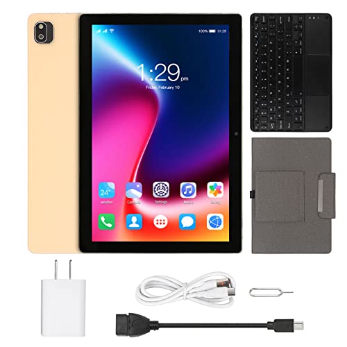 MAVIS LAVEN Tablet, 10. 1 Inch Tablet Yellow 5G WiFi 8GB 256GB Dual Speakers Octa Core Processor 100-240V 2 in 1 with Keyboard for Android 12 for Study (US Plug)