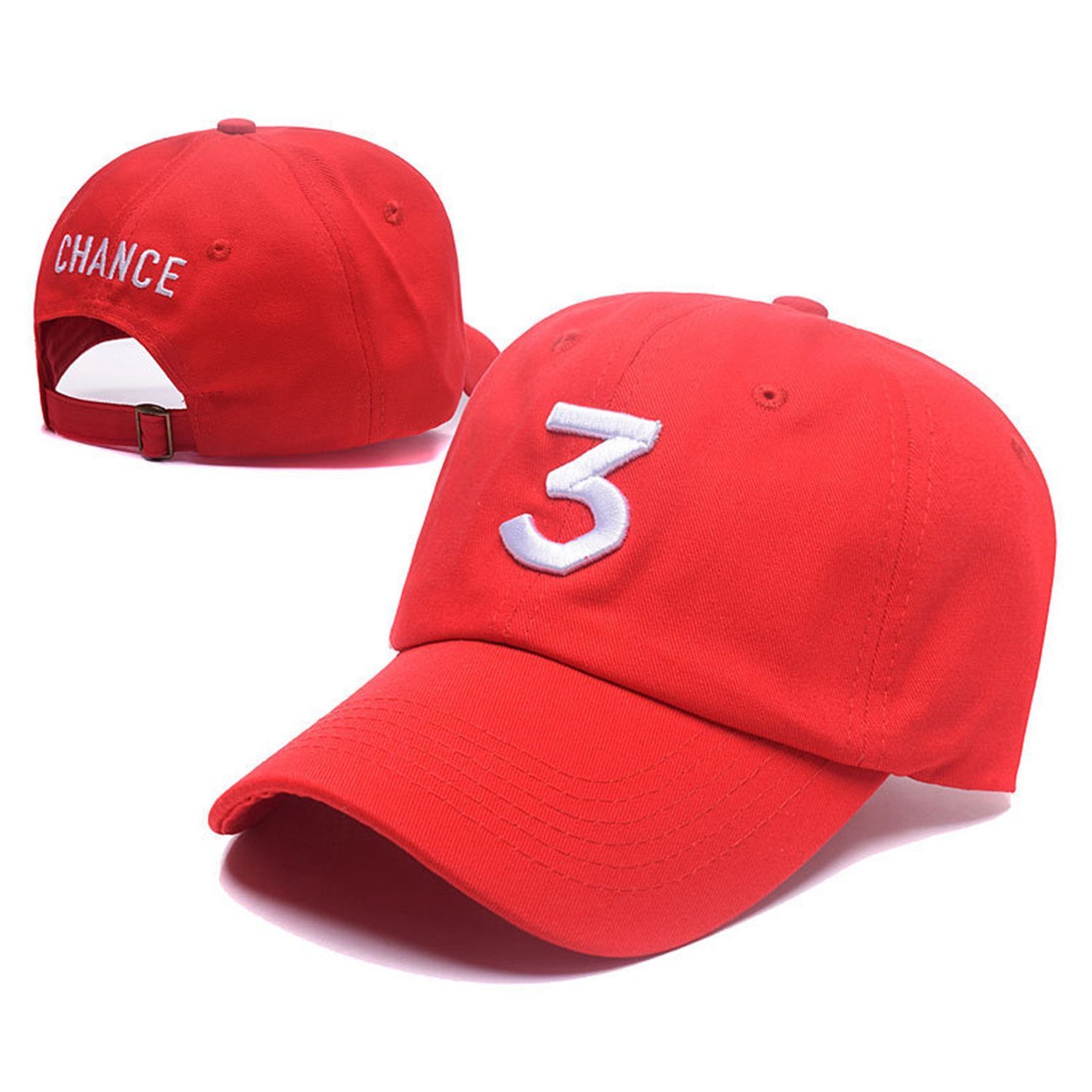 IVYRISE Embroider Chance Baseball Caps Hats Cool Baseball Rapper Number 3 Caps, Rock Hip Hop Classic Casquette with Adjustable Strap, Cotton Sunbonnet Plain Hat (white and black)