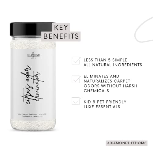 The Diamond Life Home 'Citrus' Lemon & Mango Carpet Powder, Mattress & Upholstery Freshener, Odor Eliminator, Deodorizer For Homes With Kids & Pets