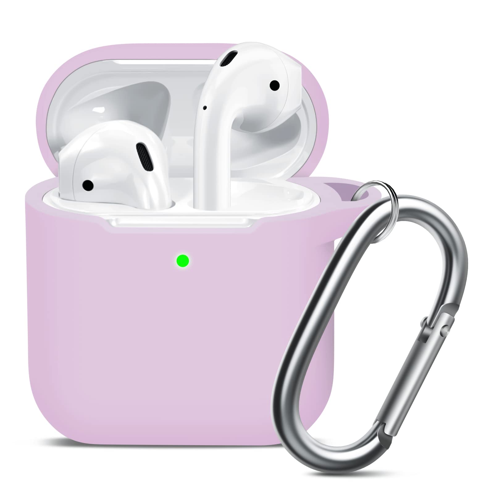 MOLOPPO for AirPods Case Cover with Cleaning Pen,Soft Silicone Protective Cover with Buckle for Women Men Compatible with Apple AirPods 2nd 1st Generation Charging Case, Front LED ,Rose Pink