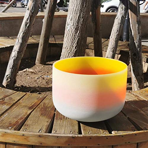 SJYDQ 8 Inch Note E Rainbow Color Frosted Quartz Crystal Singing Bowl for Sound Healing (Size : 432hz)
