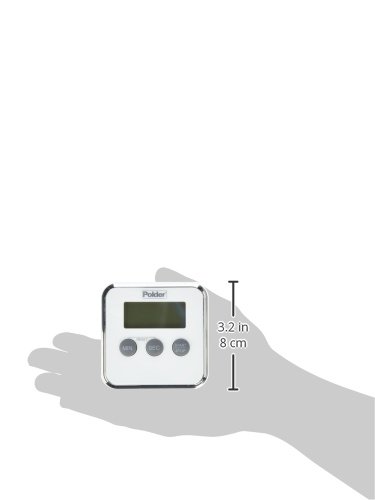 Polder Digital Kitchen Timer, Extra Large LCD Display, Magnet for Vertical Mounting and Tabletop Stand for Countertop, White