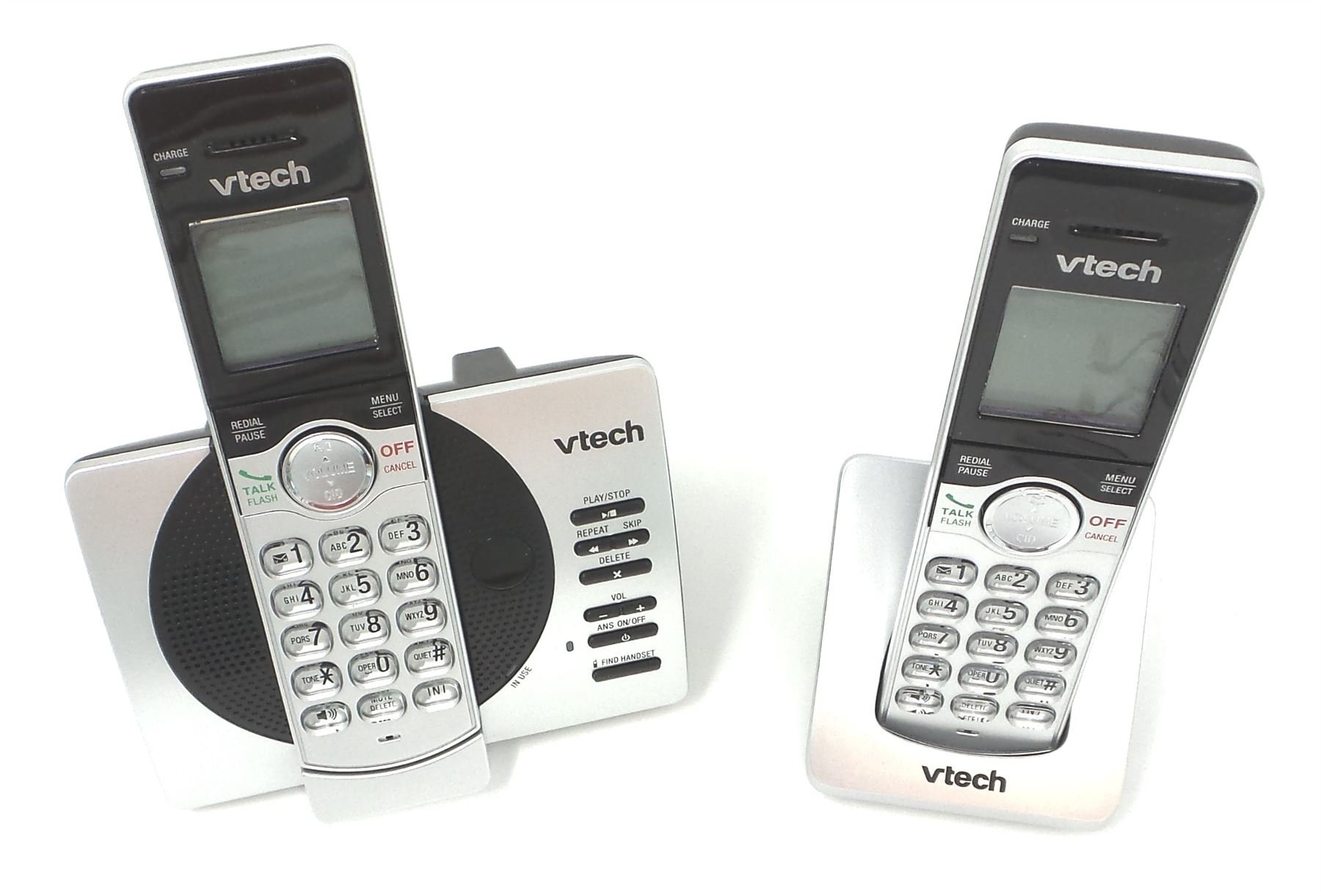 VTech CS6929-2 Cordless Phone with Answering System and Caller ID, Silver/Black with 2 Handsets DECT 6.0 Expandable