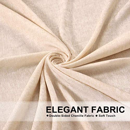 LUXCHIC Thick Chenille Waterfall Swag Valances for Living Room Rod Pocket Valance Curtains for Kitchen (Beige, 30" W x 22" L | 1Panel)
