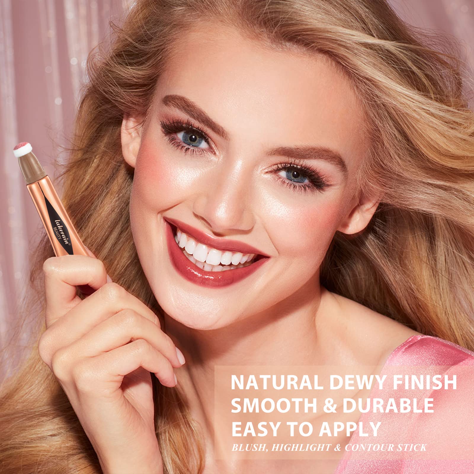 Liquid Blush Stick, Multi-Use Blush Beauty Wand Makeup for Face Cheeks, Silky & Smooth Waterproof Matte Liquid Blush Stick with Cushion Applicator, Natural Looking Face Tint Blush Makeup(#02 Blush)