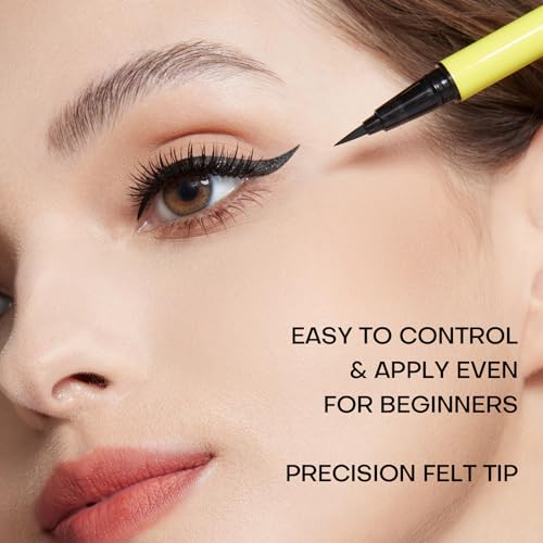 Mistine So Black Eyeliner 2-Piece Smudge Proof Eyeliner with Precise Flex Tip,Ultra-Silky Formula,Quick Drying Liquid Eyeliner Pen,Vegan & Cruelty-Free