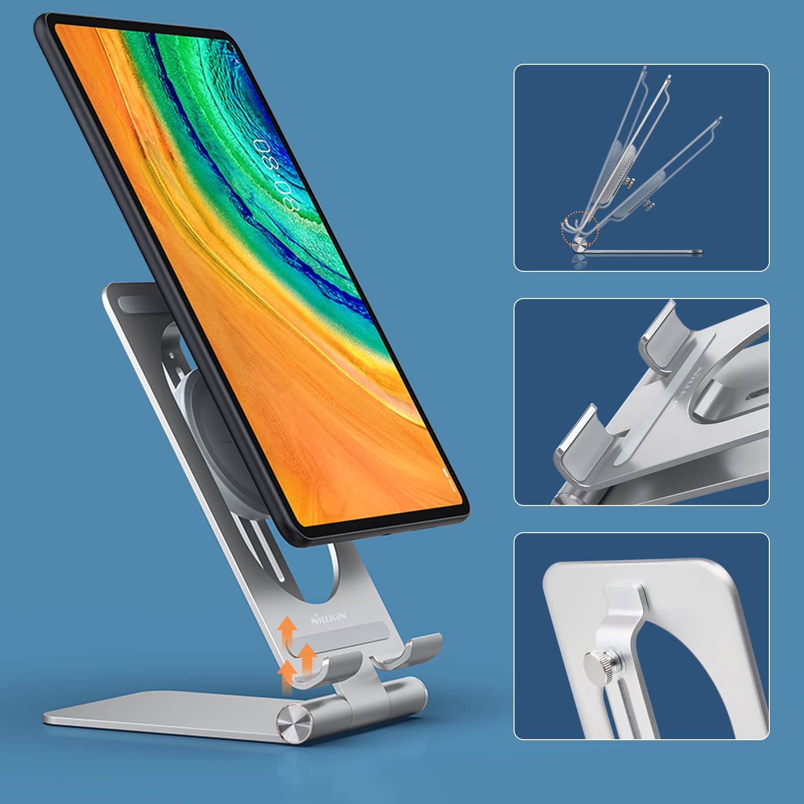 Nillkin Wireless ipad Charger Tablet Stand, 2-in-1 15W Fast Wireless Charger & Tablet Desktop Holder Stand Adjustable for iPad 9th Generation, iPad Pro 2022, iPad Air 5,10.2,10.5,12.9, Mini 6, Phone