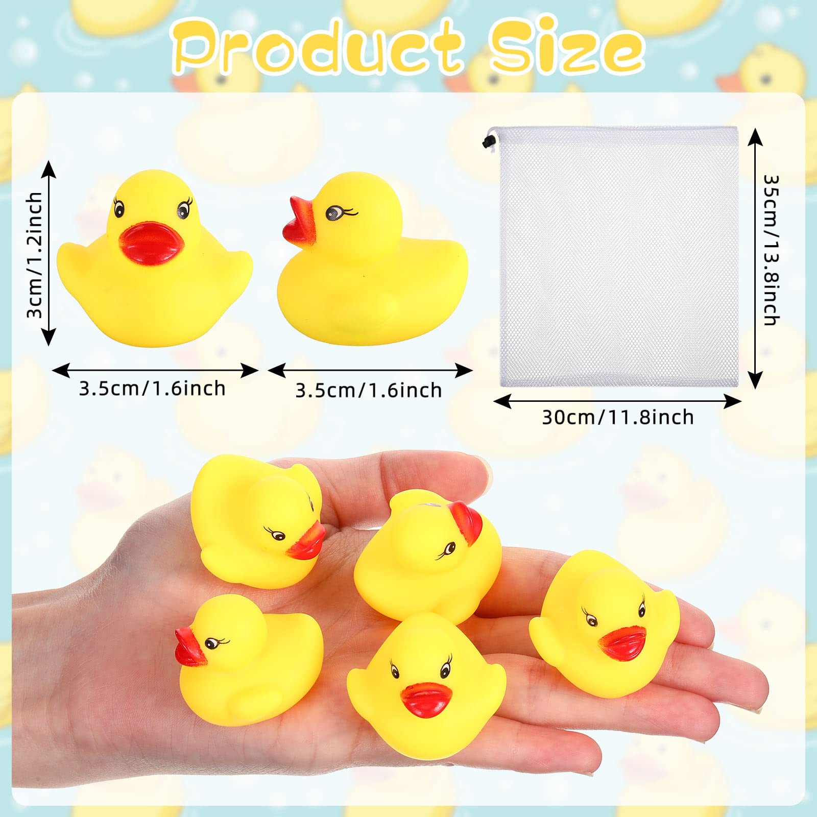 Shappy Mini Rubber Ducks Bulk with Bags Yellow Tiny Ducks Squeak & Float Duck for Shower Ducks Bathtub Birthday Party Decoration(300 Pcs), 11.8x13.8 Inch