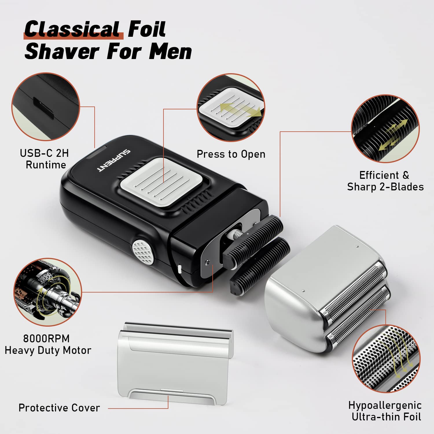SUPRENT Professional Hair Clippers and Foil Shaver for Men