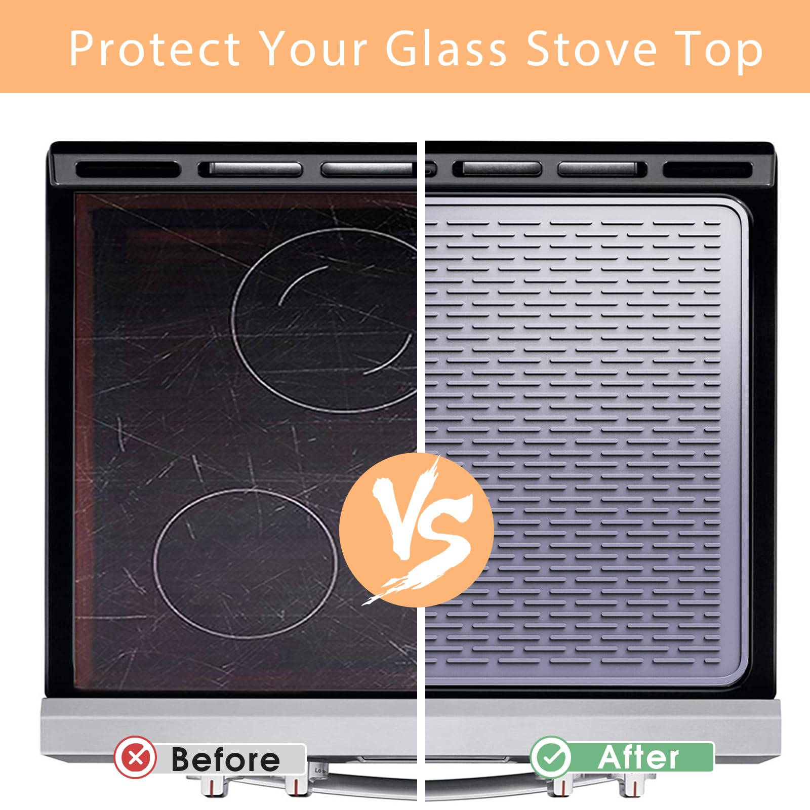 Silicone Stove Top Cover for Electric Stove, 28"x20" Extra Large Silicone Dish Drying Mat,Glass Stove Top Protector for Ceramics,Multipurpose Mat