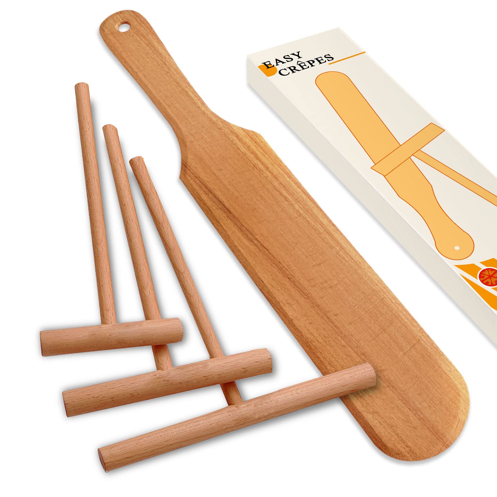 Mutochy Crepe Spreader and Spatula Kit,Professional Crepe Pan Maker Tools,Soft and Flexible to Fit Any Crepe Pan Maker,Crepes Spreader Set,Crepe Spatula Set,CrĆŖpe Spatula,Wood Crepe Utensils (12ā)