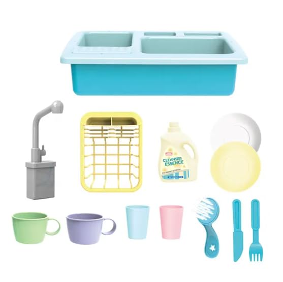 Learnify Running Water Pretend Working Kitchen Sink Toys Electric Dishwasher Play Pretend Emulational Play Kids Toy Sink Great Gift Idea