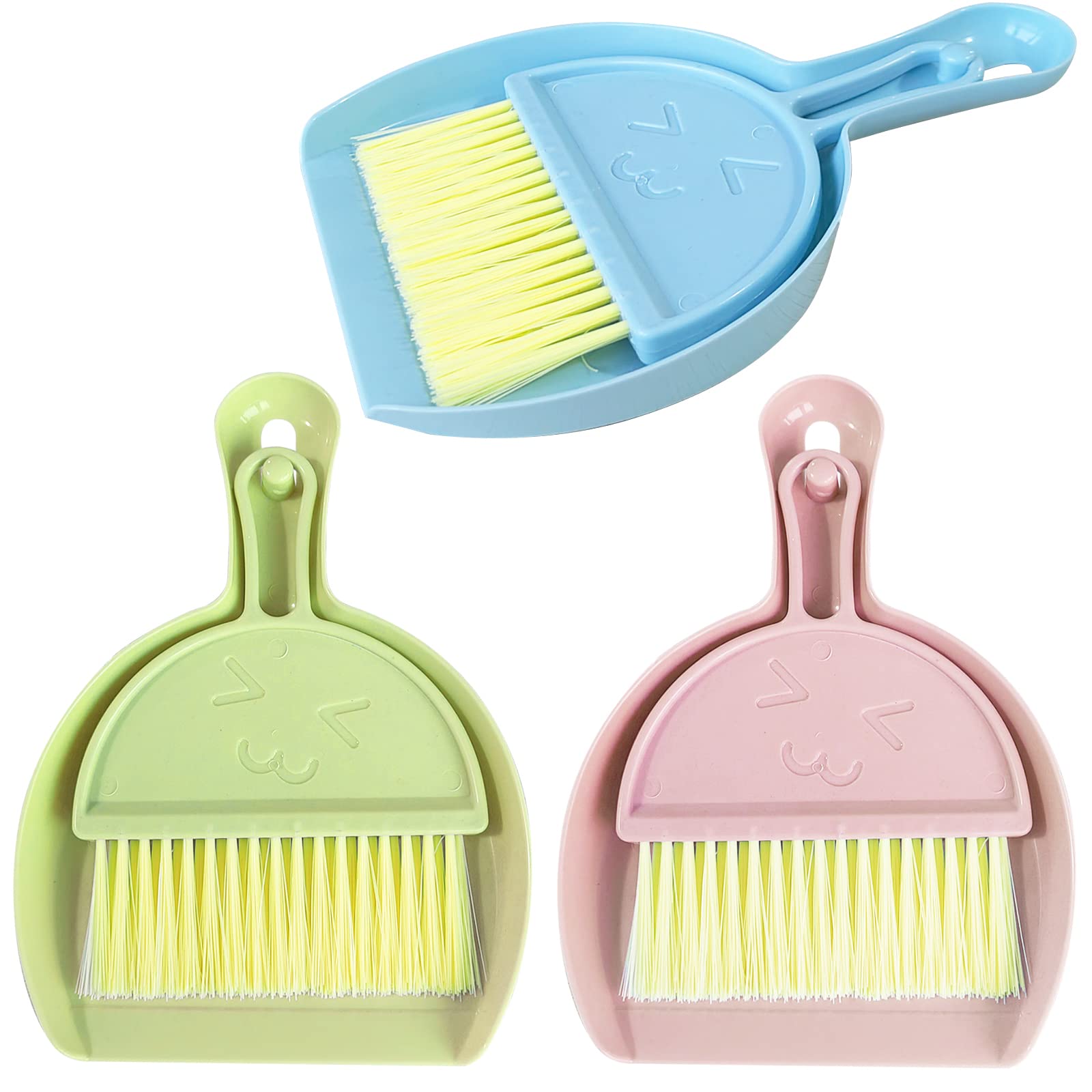 Small Broom and Dustpan Set 3 Pack Mini Handable Keyboard Countertop Table Cleaning Necessities