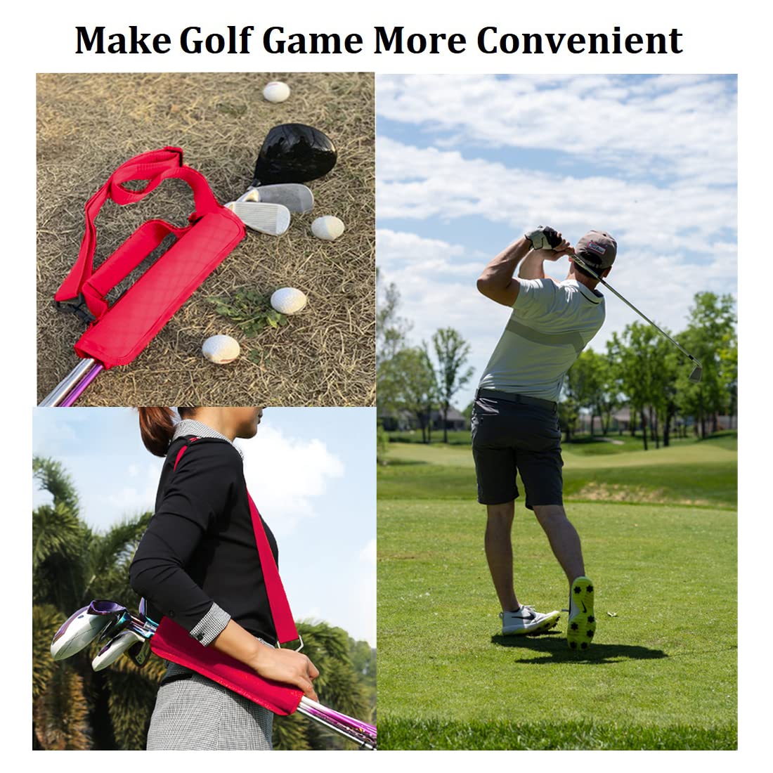Portable Golf Club Carry Bag, Lightweight Travel Carrier Bag for Golf Training (Red)