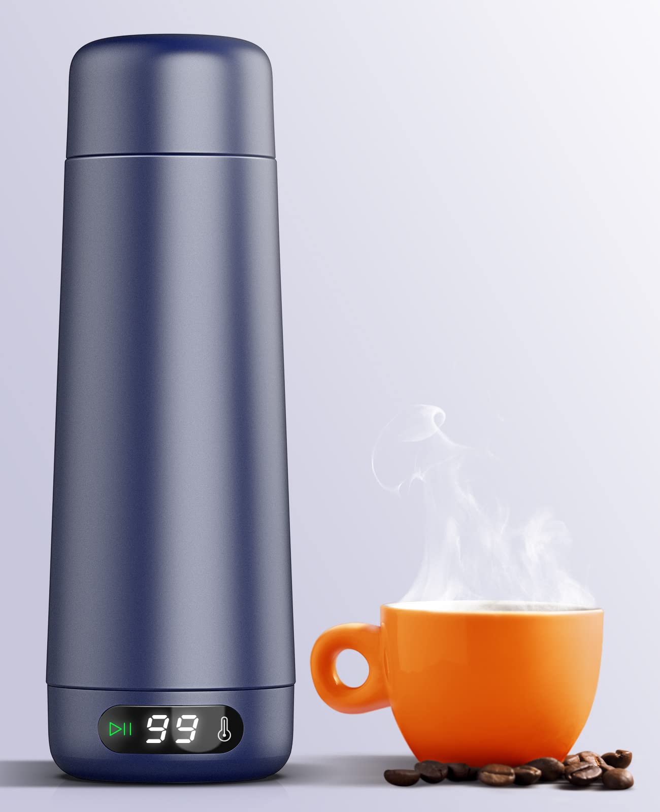 Travel Kettle, Portable Electric Kettle Dual Voltage Small Water Boiler for Tea & Coffee, 316 Stainless Steel, 6 Temperature Control and LCD Display, 110-240V for Global Use (370ML)