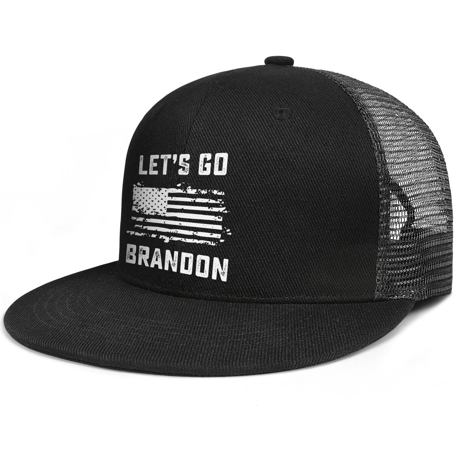 MOWAN Let's Go Brandon Trucker Hats for Men Women Stylish Flat Brim Mesh Baseball Hat Snapback Adjustable Sun Cap Black, One Size