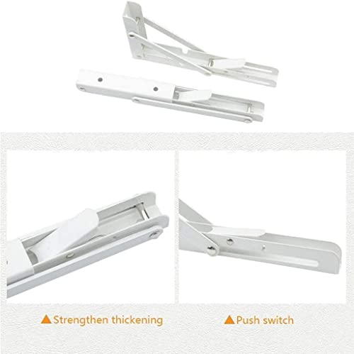 Shelf Brackets wall Shelves Floating Shelf Bracket, 2pcs 10 Inch Folding White Coated Stainless Steel Shelf Brackets, Heavy Duty Wall Mounted Shelf Bracket, Scaffold Board Shelf Brackets for Tables, B