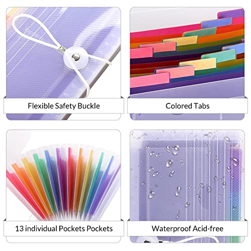 SKYDUE Receipt Coupon Organizer Holder, 13 Pockets Small Accordion File Organizer, Mini Expanding File Folder for Receipts,Car Documents and Coupons. 10 * 5.5 Inches (Pack of 2)