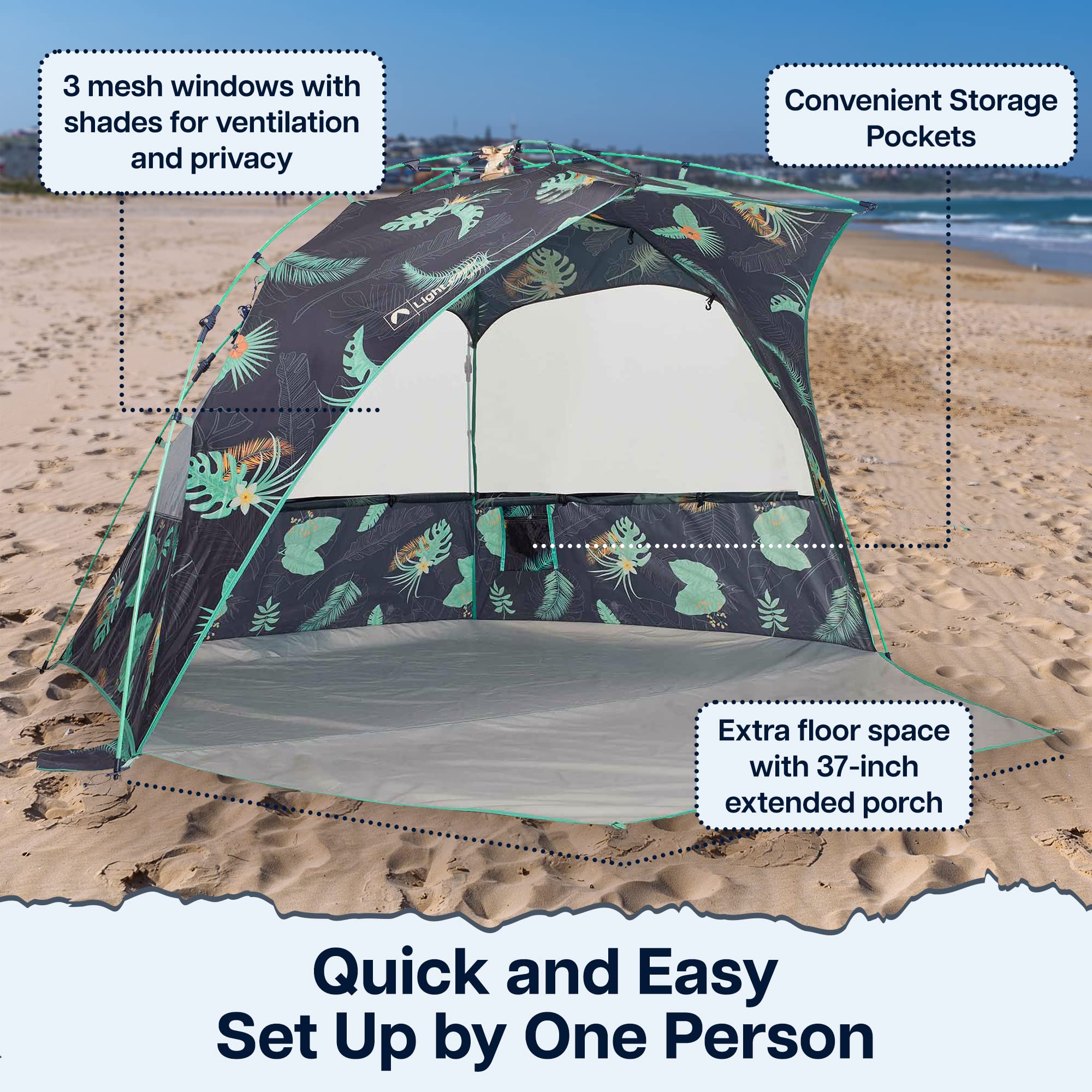 Lightspeed Outdoors Sun Shelter, Beach Tent, Deep Tropics