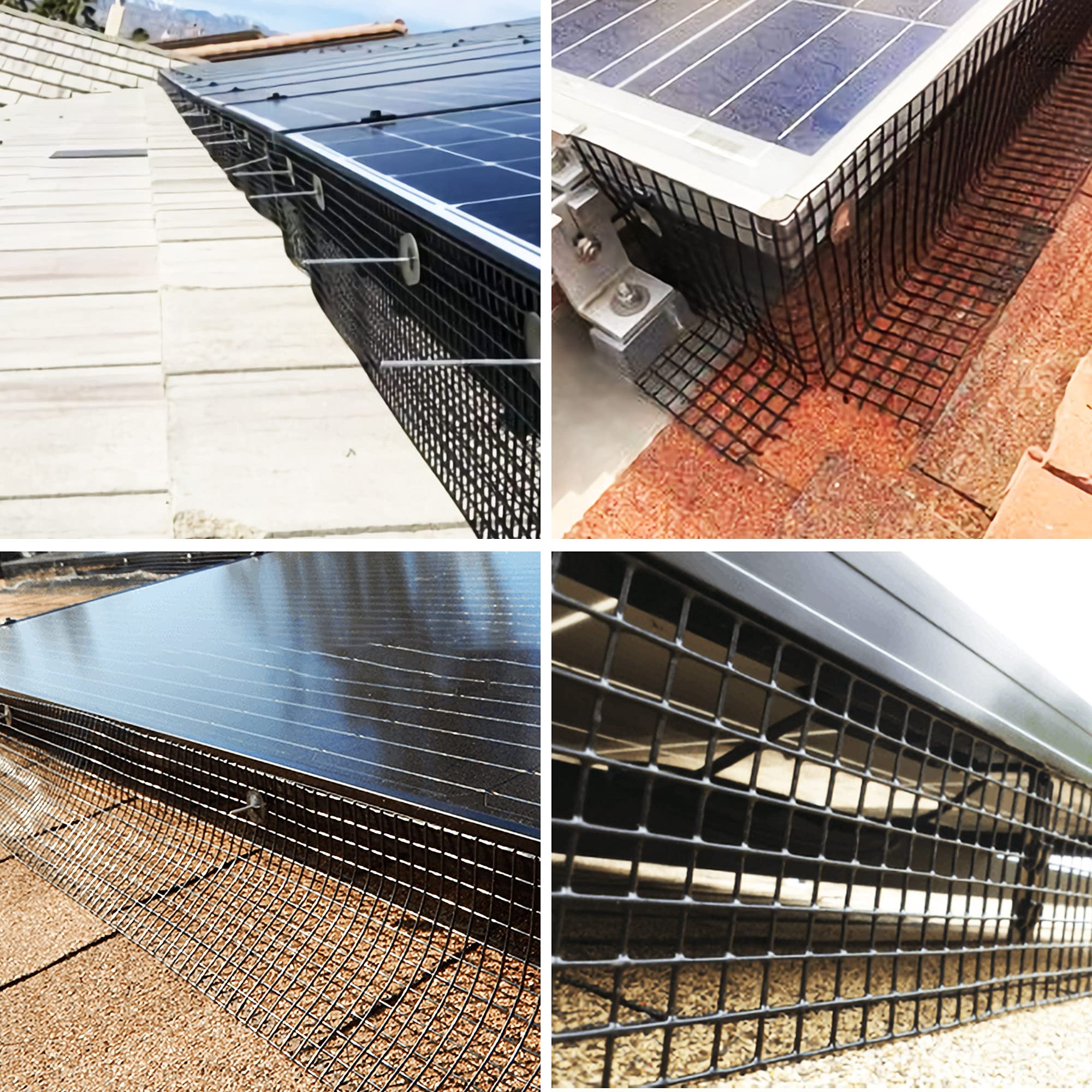 PROLEE 8 Inch X 100FT Solar Panel Bird/Critter Guard Anti-Rust with 100 Fastener Clips Rooftop Solar Panel Bird Wire Screen, Removable Without Damage