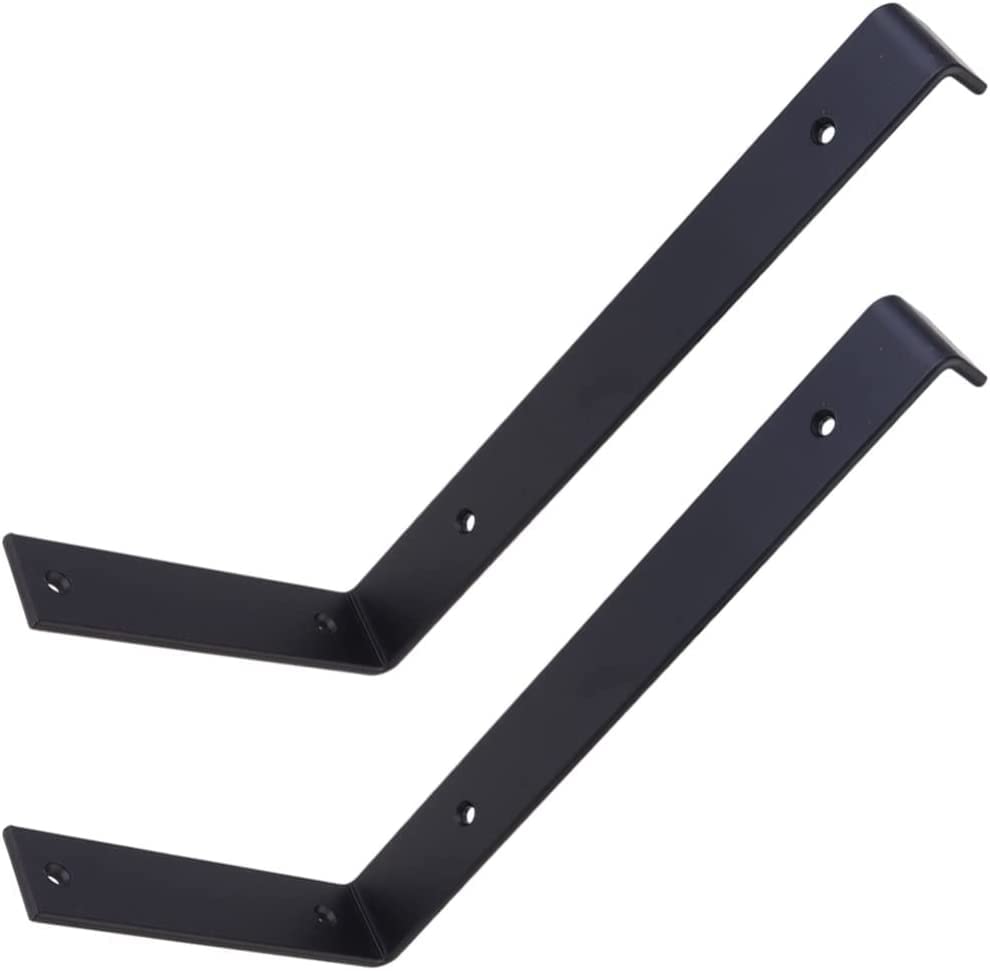 Shelf Brackets Wall Shelves 2pcs Iron Wall Bracket Heavy Duty Z-Shaped Load Bearing Frame Wall-Mounted Baffle Bracket Support for Floating Shelf Brackets Black 23cm