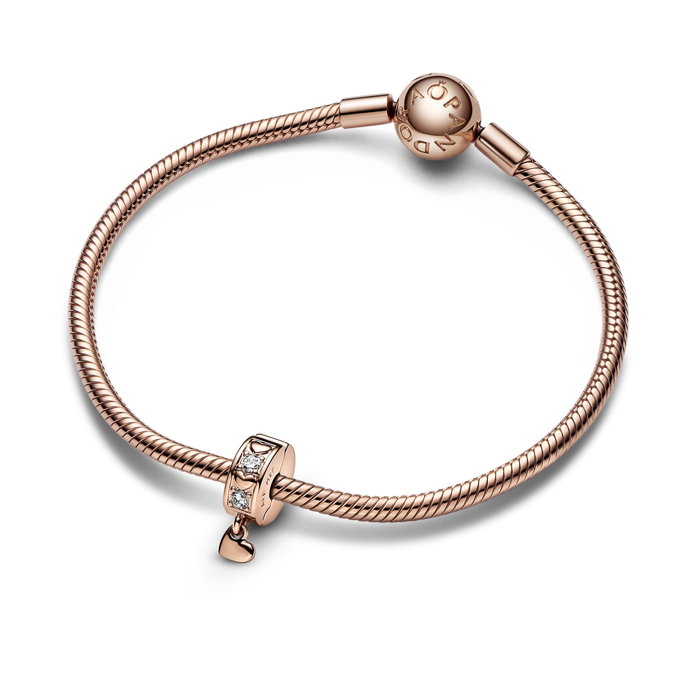 Pandora Infinite Hearts Sparkling Dangling Clip Charm Rose/Silver One Size